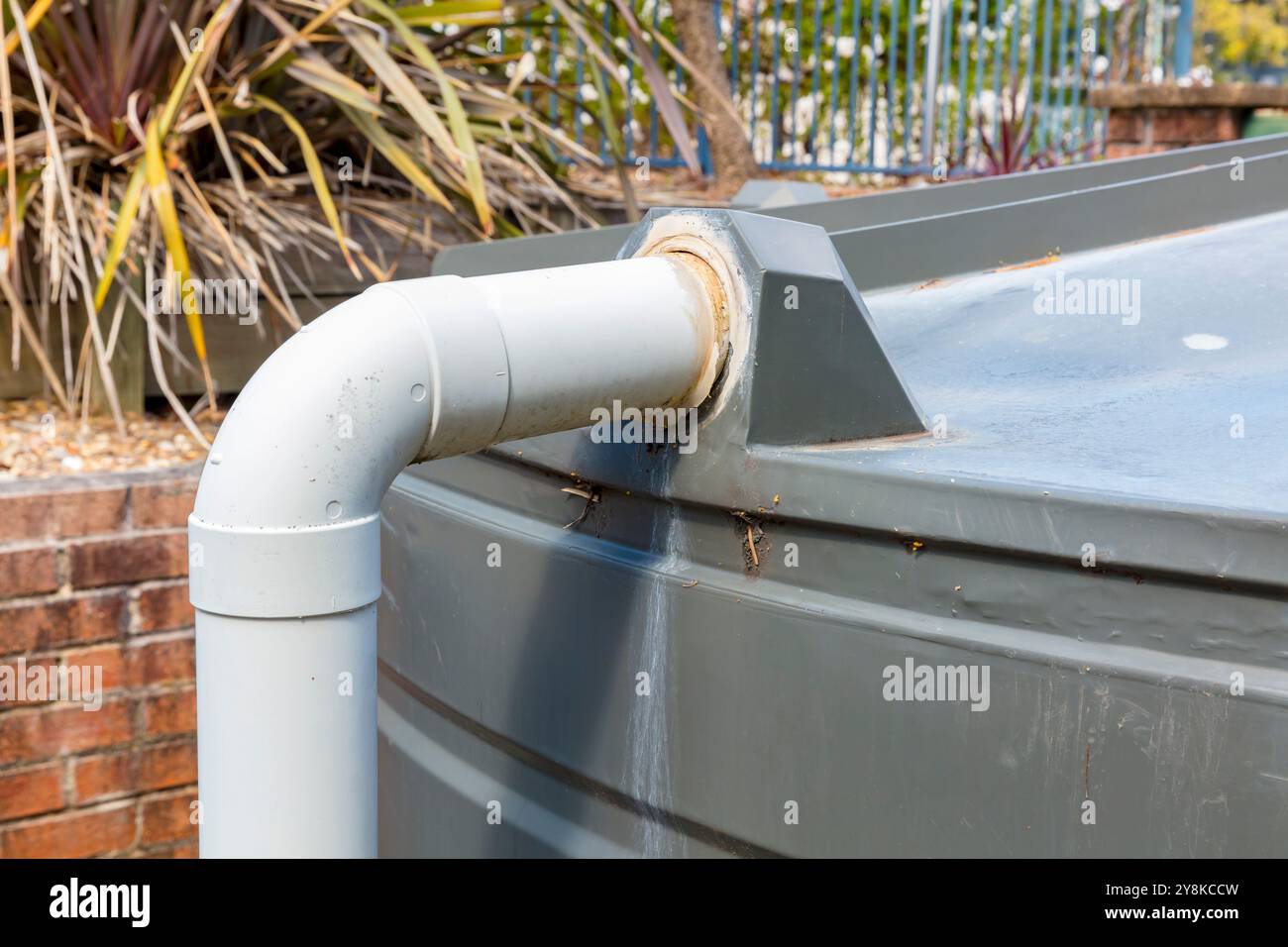 Photograph of Polyvinyl Chloride (PVC) pipe connected to a large ...
