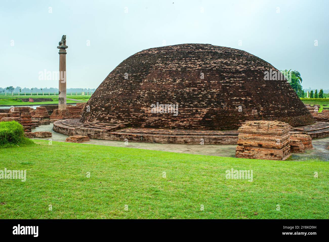 08 27 2008 Vintage Old Stupa and Pillar commemorating Ashoka at ...