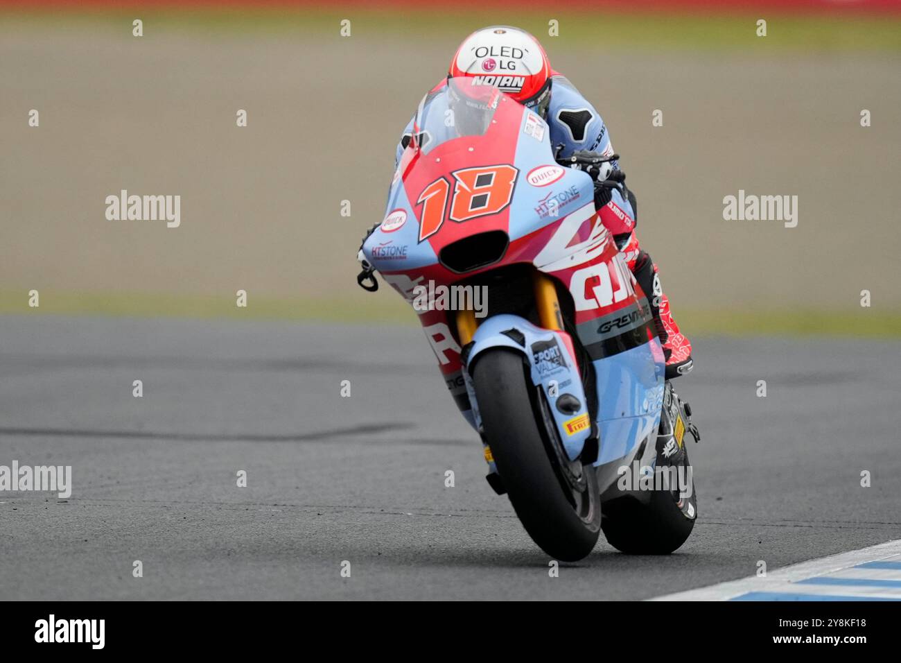 Spanish rider Manuel Gonzalez of QJMOTOR Gresini Moto2 steers his motorcycle during the Moto2 ...