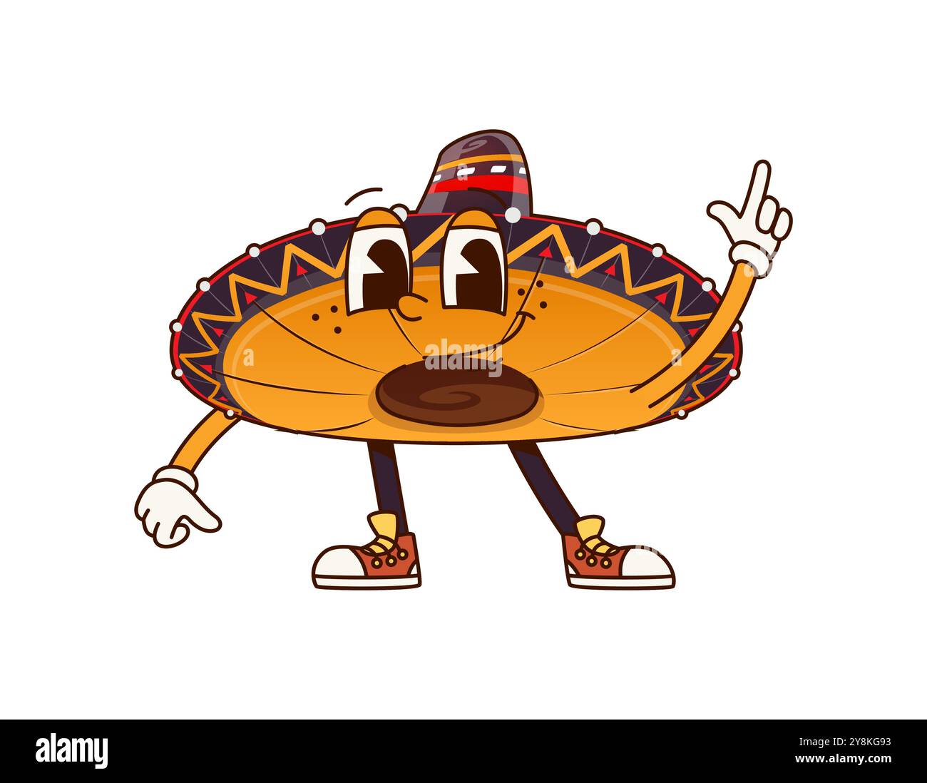 Funny groovy Mexican sombrero hat character with cheerful expression ...
