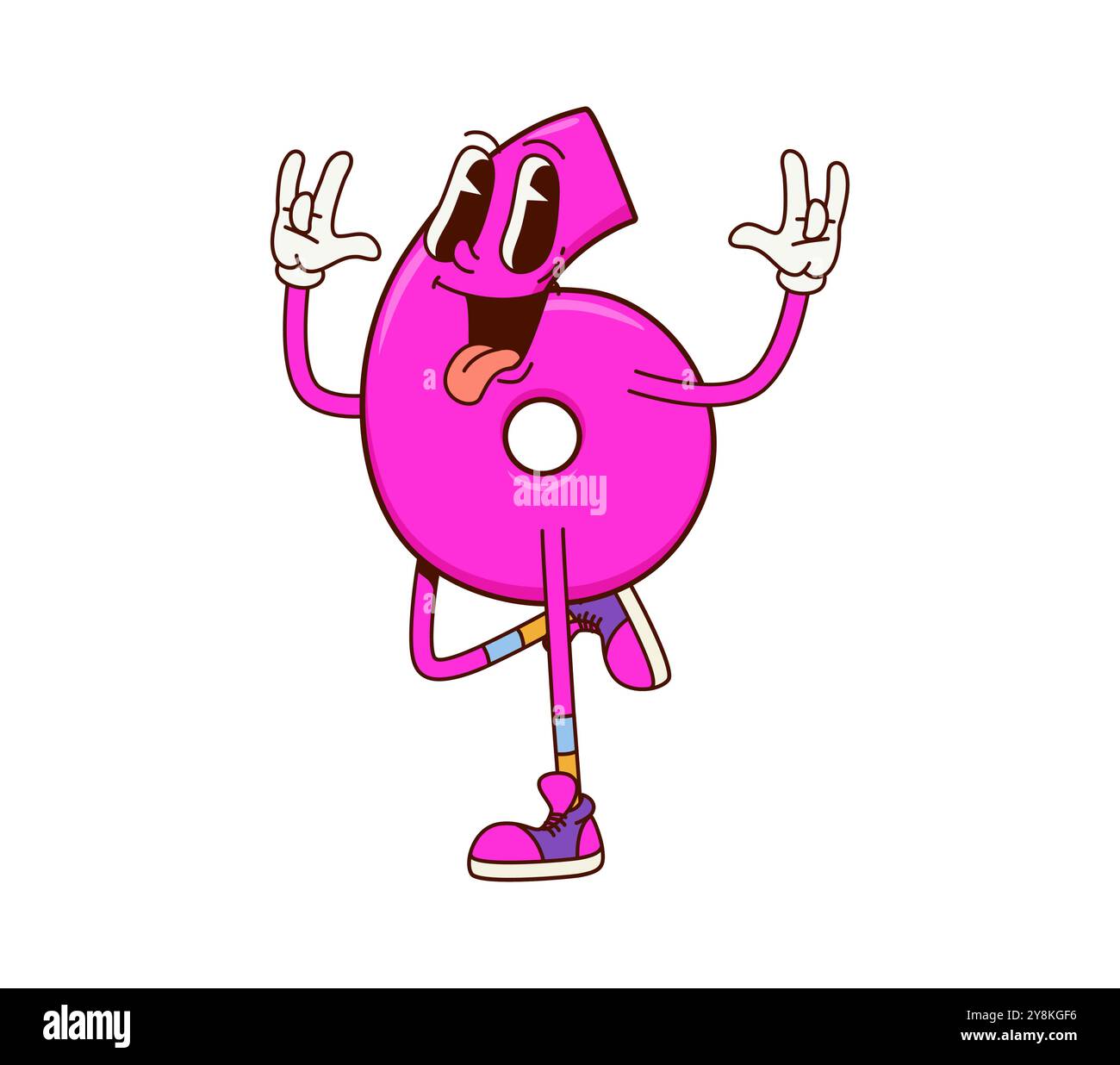 Math number six groovy character. Cartoon cute funny isolated vector ...