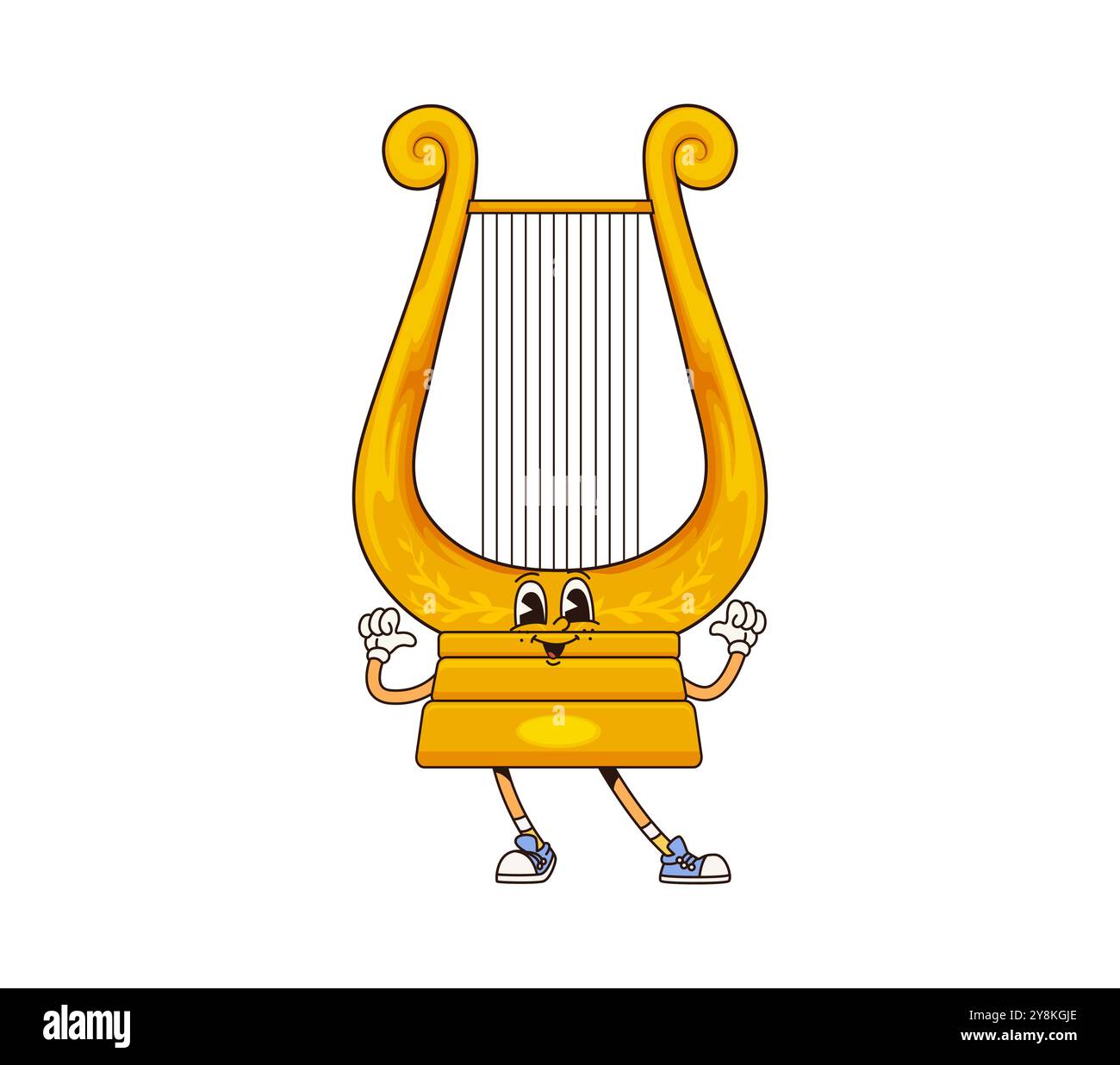 Cartoon lira groovy musical instrument character. Isolated vector lyra ...