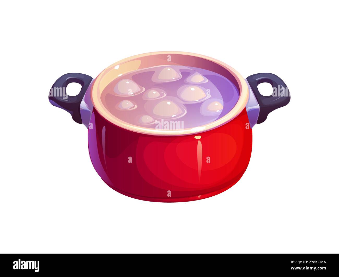 Red pot filled with boiling water showcasing the cooking process ...