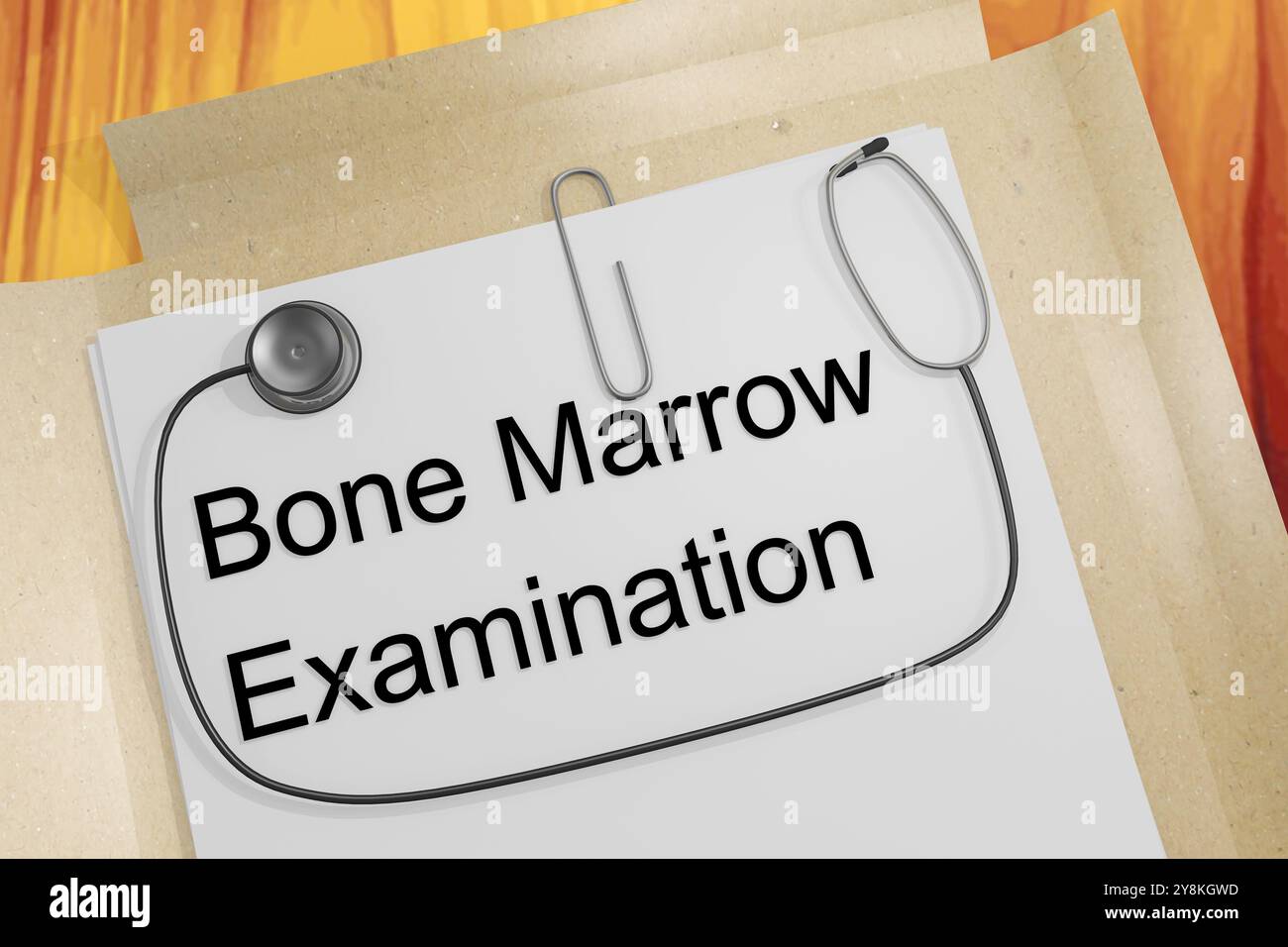 3D illustration of a medical document, titled Bone Marrow Examination ...