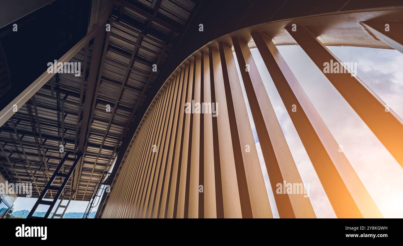 A structure featuring wooden slats on construction site contributing to ...