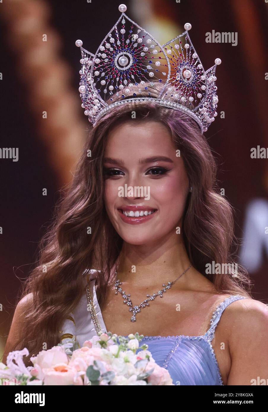 Valentina Alekseyeva from Chuvash Republic of Russia smiles after been ...