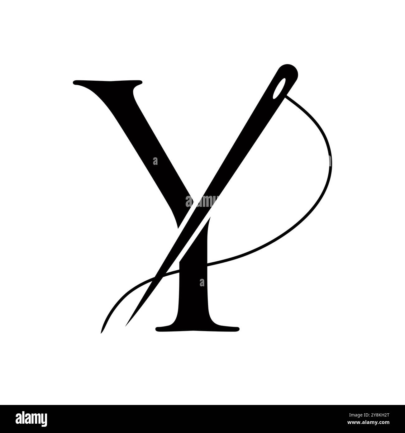 Tailor Logo On Letter Y Concept With Needle And Thread Symbol. Fabric ...