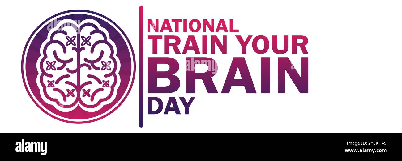 National Train Your Brain Day. Suitable for greeting card, poster and ...