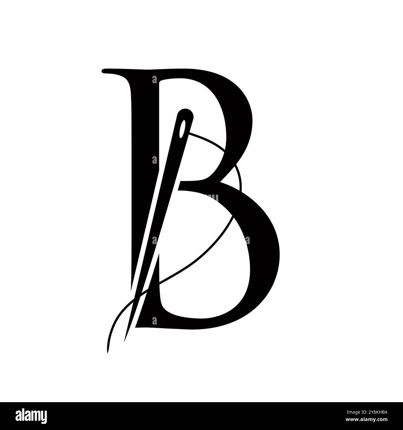 Tailor Logo On Letter B Concept With Needle And Thread Symbol. Fabric ...