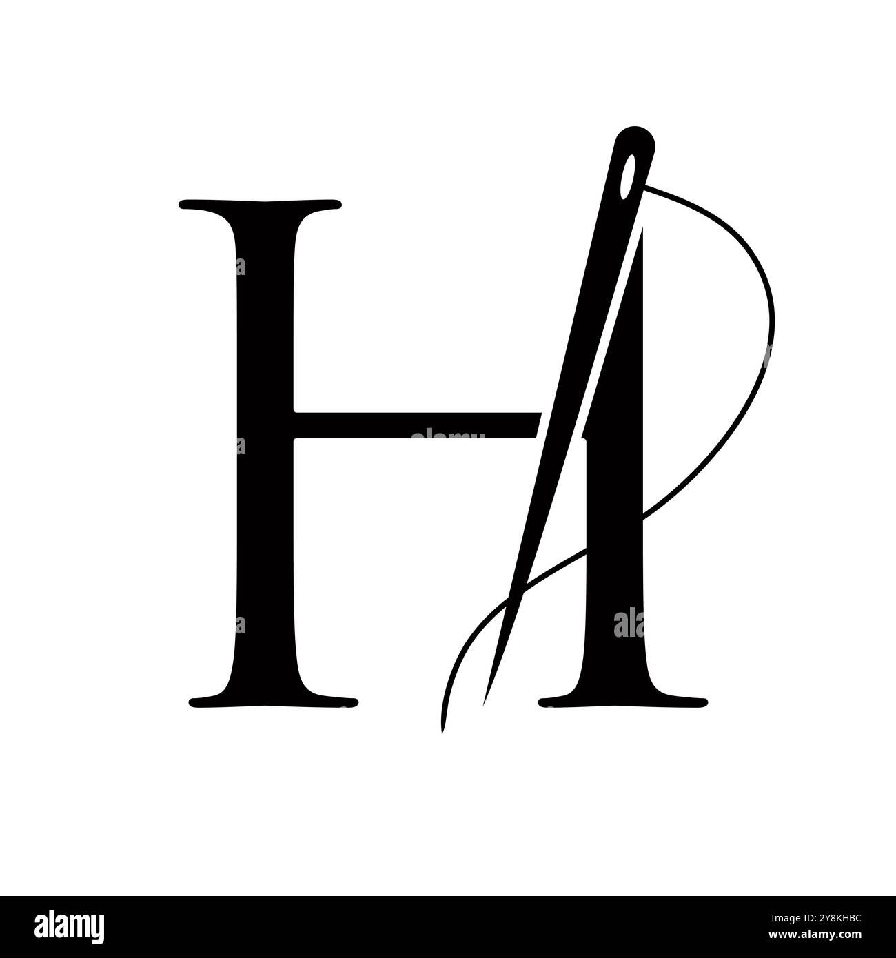 Tailor Logo On Letter H Concept With Needle And Thread Symbol. Fabric ...