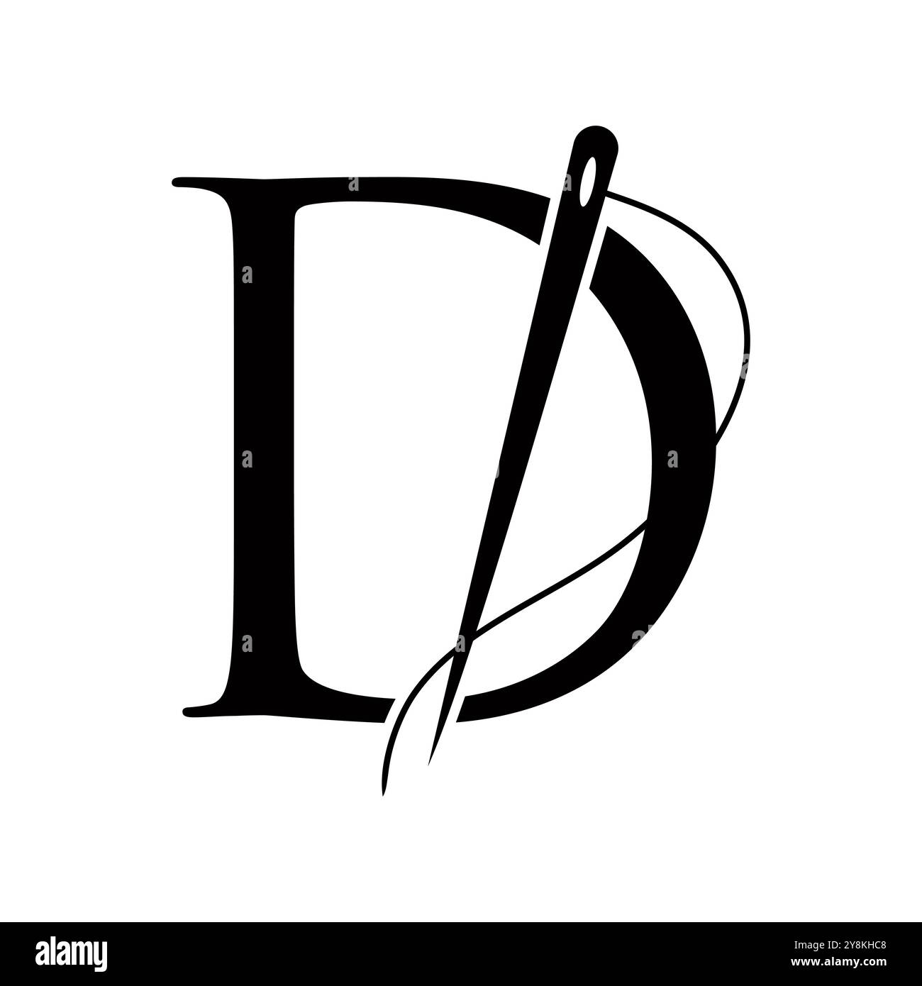 Tailor Logo On Letter D Concept With Needle And Thread Symbol. Fabric ...