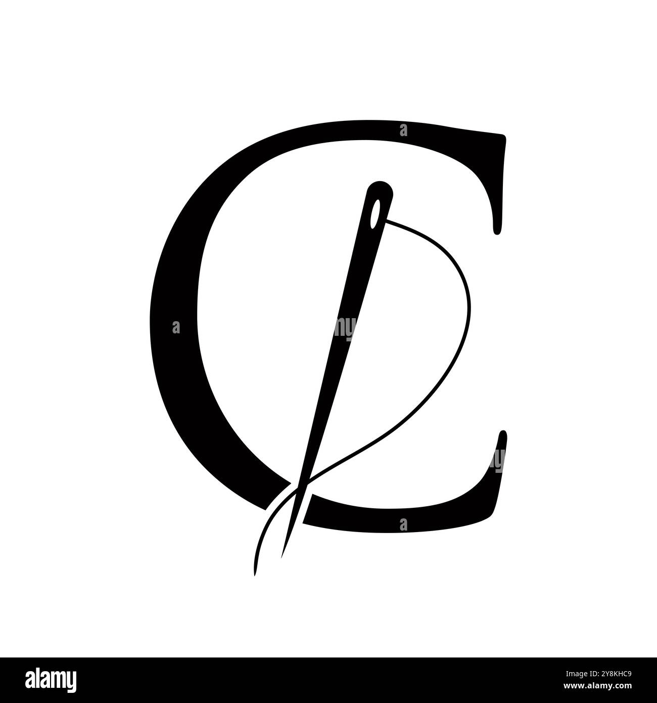 Tailor Logo On Letter C Concept With Needle And Thread Symbol. Fabric ...