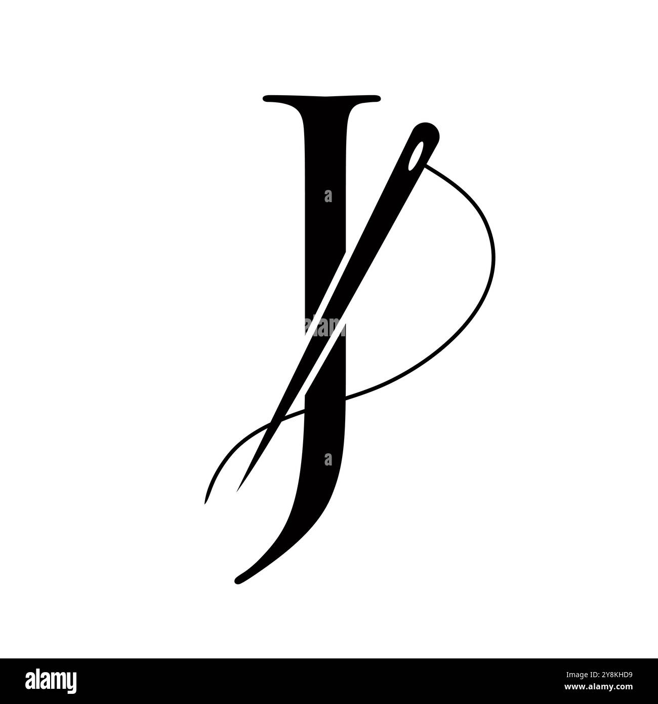 Tailor Logo On Letter J Concept With Needle And Thread Symbol. Fabric ...
