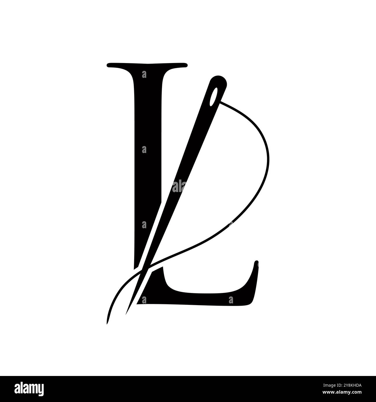 Tailor Logo On Letter L Concept With Needle And Thread Symbol. Fabric ...