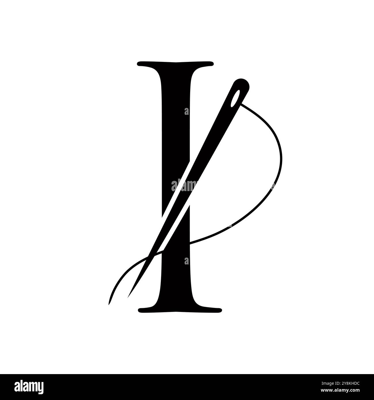 Tailor Logo On Letter I Concept With Needle And Thread Symbol. Fabric ...