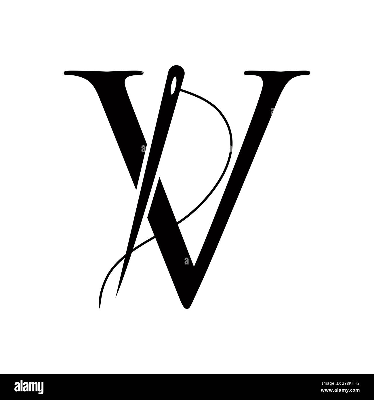 Tailor Logo On Letter V Concept With Needle And Thread Symbol. Fabric ...