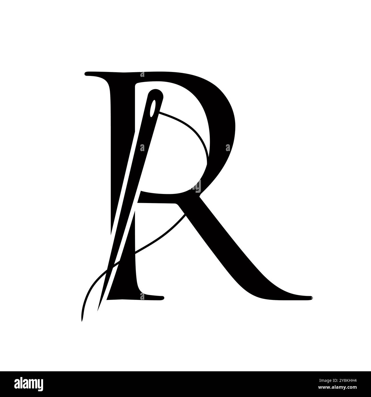 Tailor Logo On Letter R Concept With Needle And Thread Symbol. Fabric ...