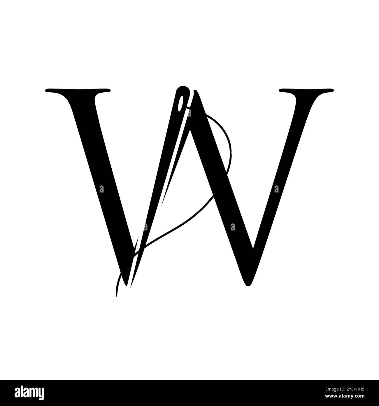 Tailor Logo On Letter W Concept With Needle And Thread Symbol. Fabric ...