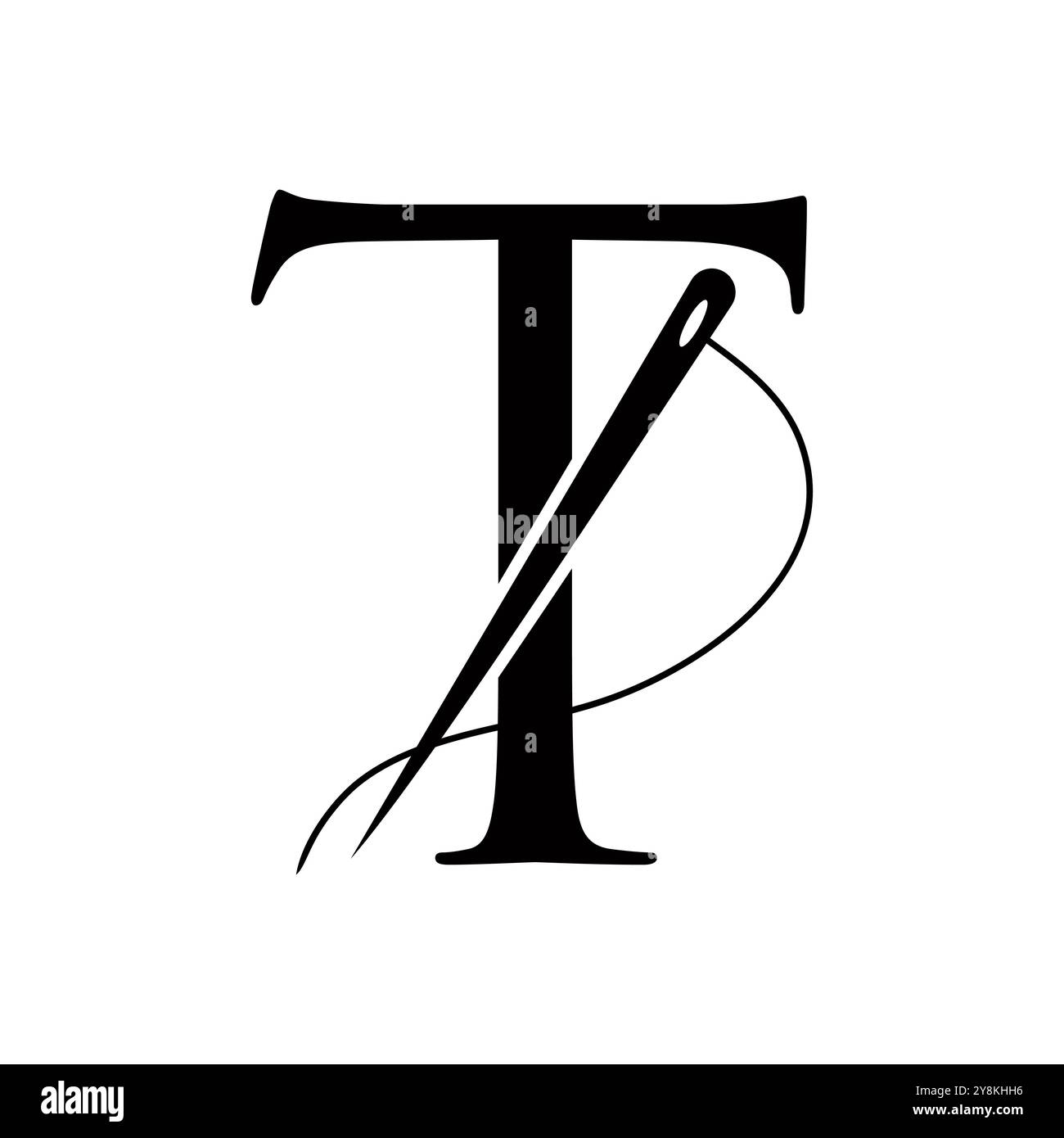 Tailor Logo On Letter T Concept With Needle And Thread Symbol. Fabric ...