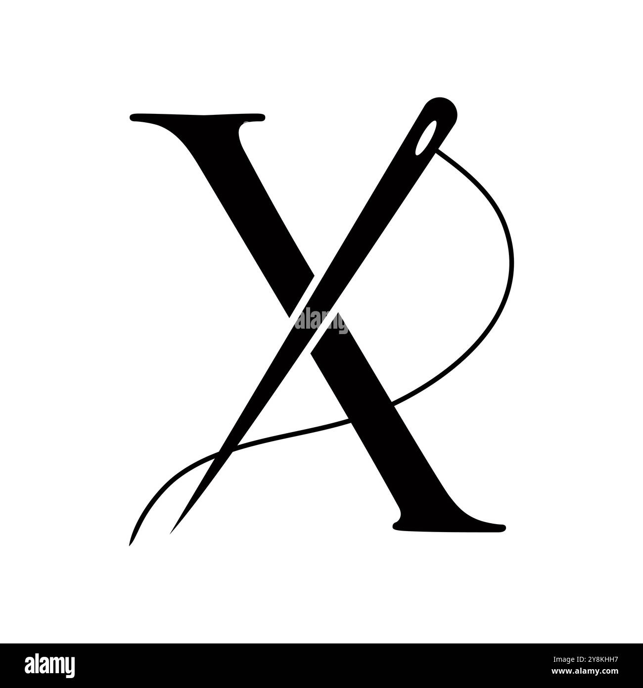 Tailor Logo On Letter X Concept With Needle And Thread Symbol. Fabric ...