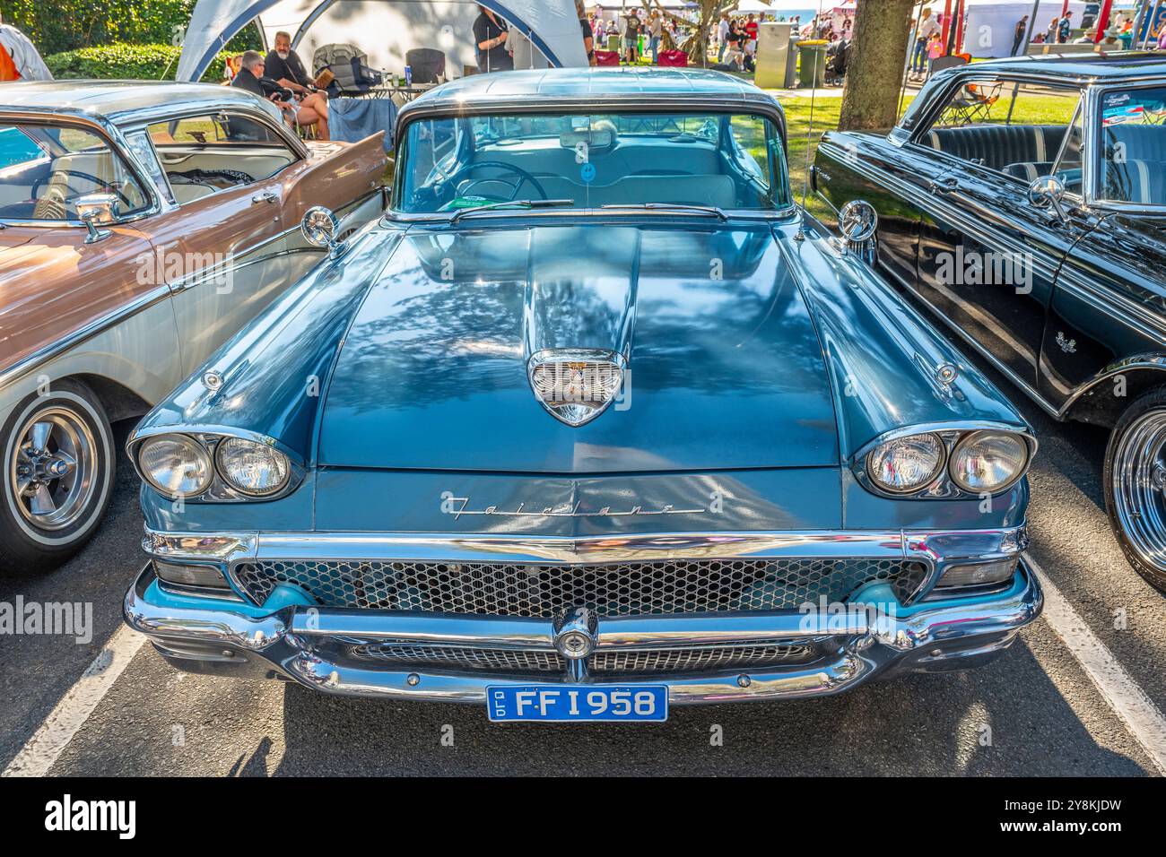 Blue 1958 Ford Fairlane two door at the Cooly Rocks On festival at ...