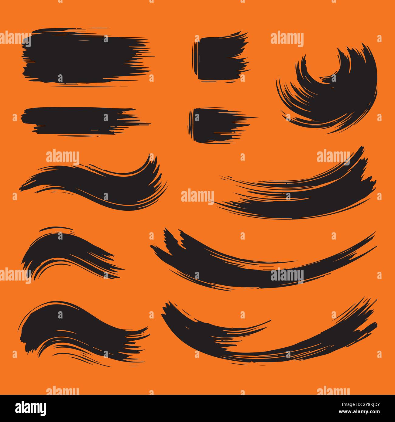 Set of Ink brush stroke silhouettes in various shapes and sizes Stock ...