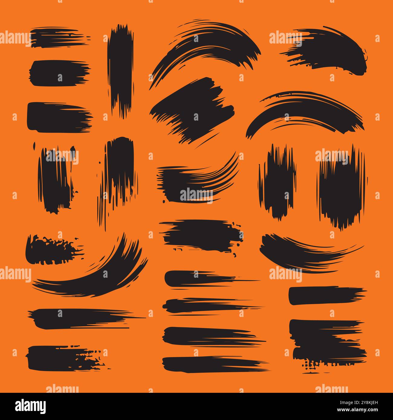 Set of Ink brush stroke silhouettes in various shapes and sizes Stock ...