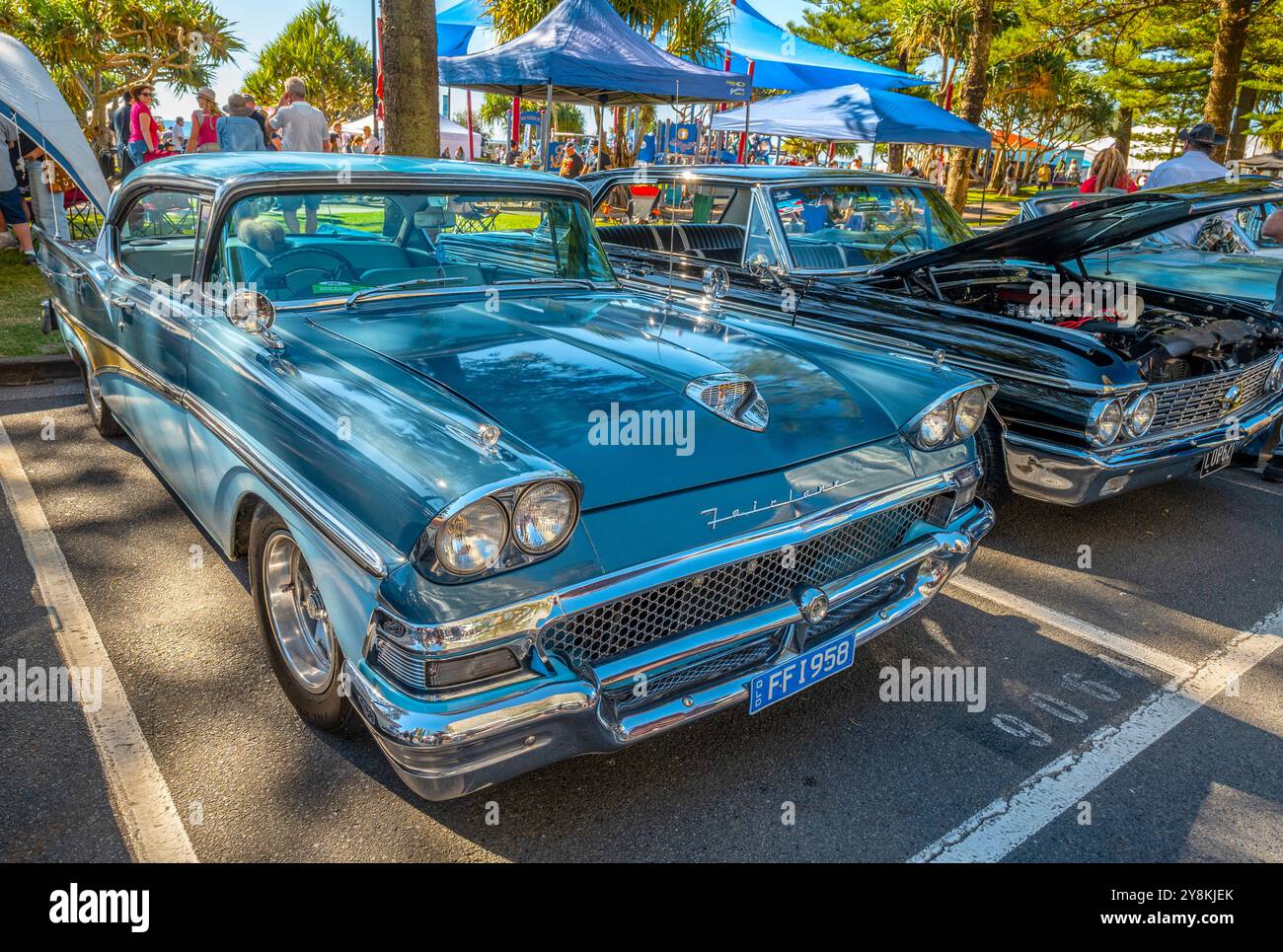 Blue 1958 Ford Fairlane two door at the Cooly Rocks On festival at ...