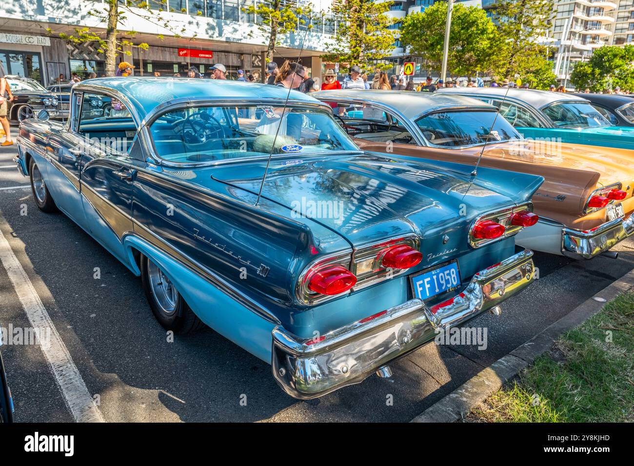 Blue 1958 Ford Fairlane two door at the Cooly Rocks On festival at ...