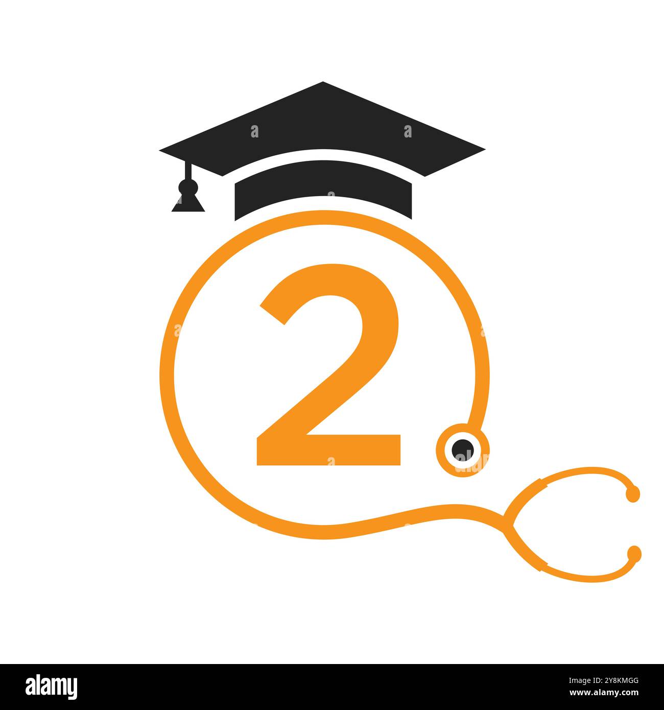 Medical Logo On Letter 2 with Stethoscope Icon. Doctor Symbol and ...