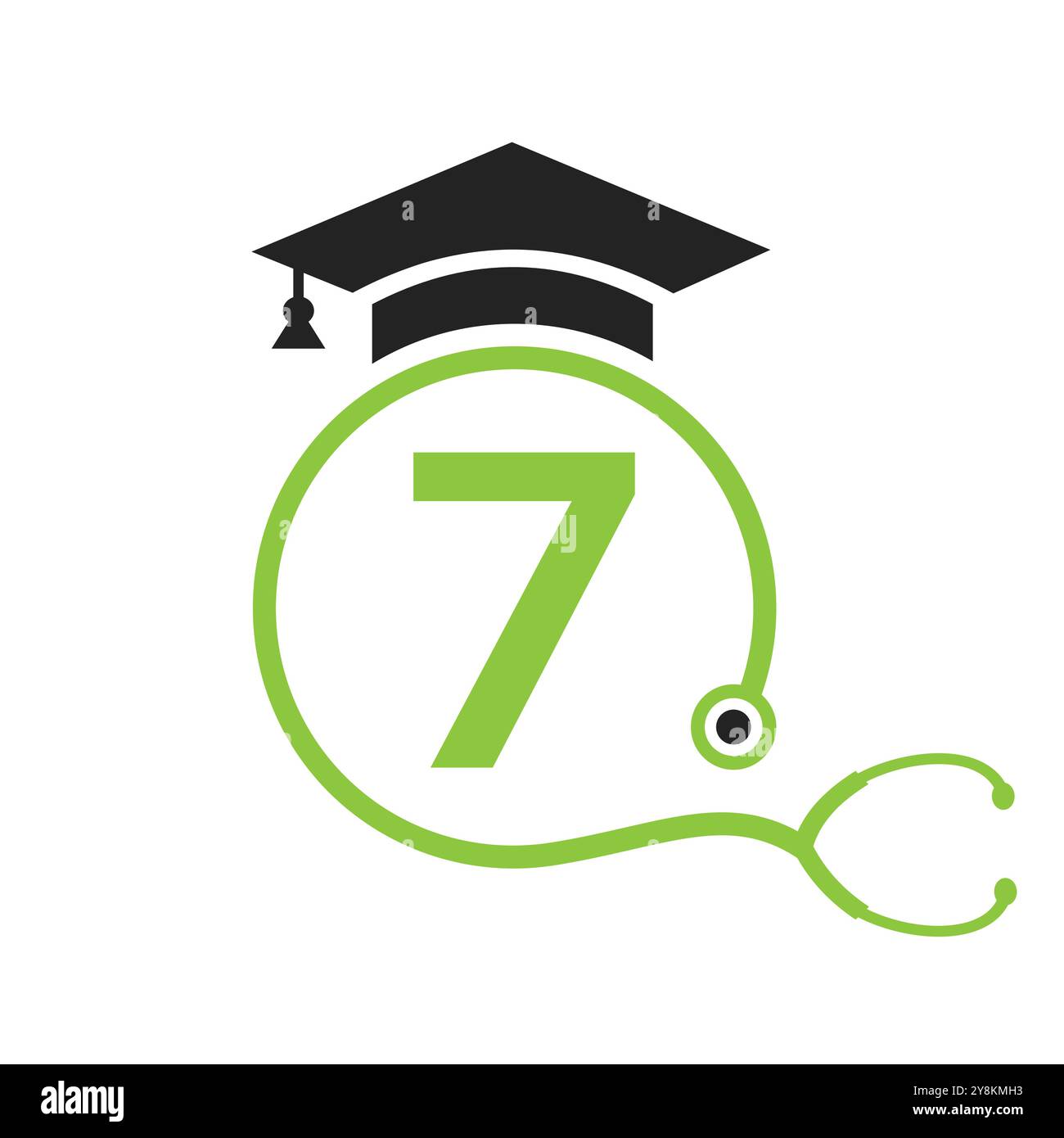 Medical Logo On Letter 7 with Stethoscope Icon. Doctor Symbol and ...