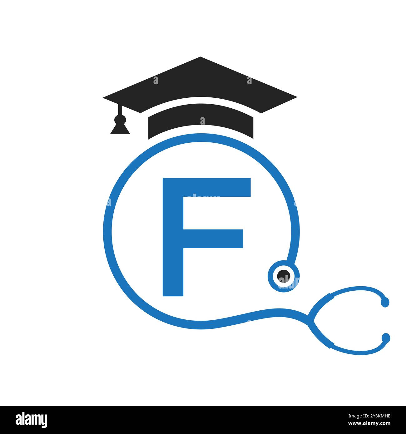 Medical Logo On Letter F with Stethoscope Icon. Doctor Symbol and ...