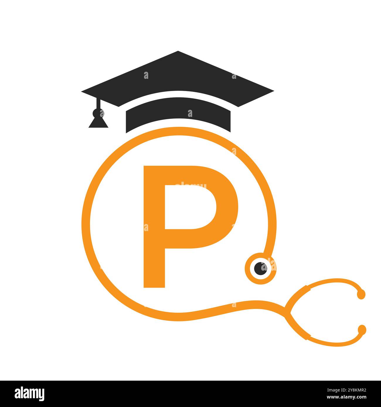 Medical Logo On Letter P with Stethoscope Icon. Doctor Symbol and ...