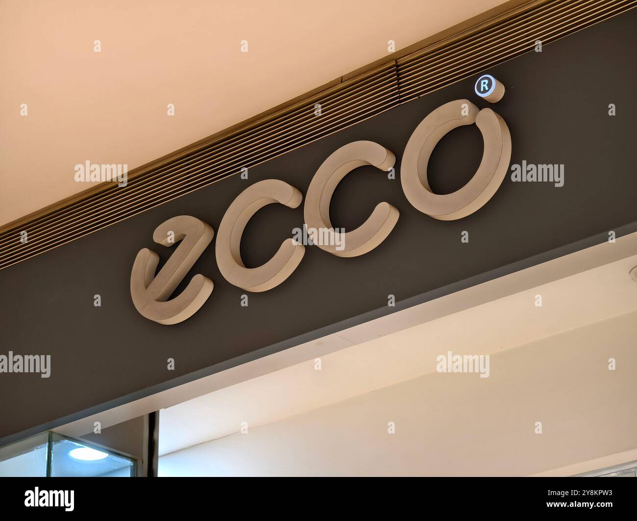 KUALA LUMPUR, MALAYSIA - AUGUST 28, 2024: Ecco brand retail shop in the large shopping mall ...