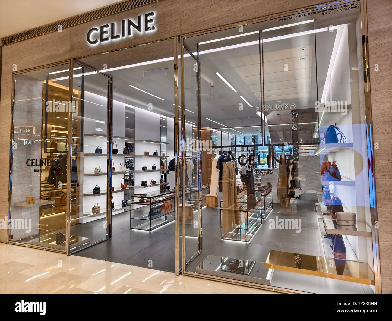 KUALA LUMPUR, MALAYSIA - AUGUST 28, 2024: Celine brand retail shop in the large shopping mall ...