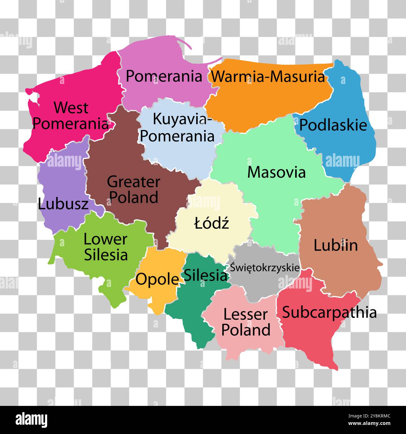 Poland map region shape, travel web flat concept icon vector ...