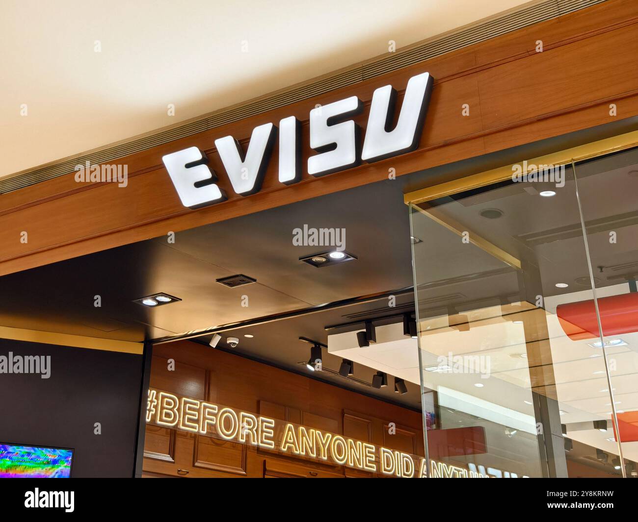 KUALA LUMPUR, MALAYSIA - AUGUST 28, 2024: Evisu brand retail shop in the large shopping mall ...