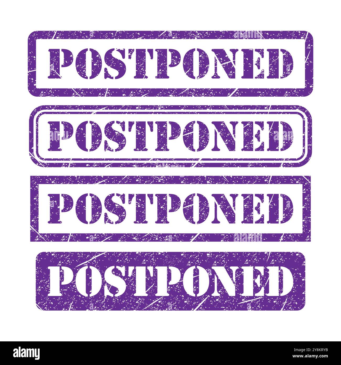 Set of Postponed stamp symbol, label sticker sign button, text banner ...