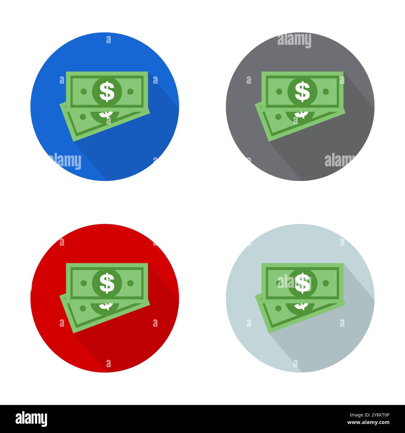 Set of Dollar paper money icon, symbol on color background. Vector ...