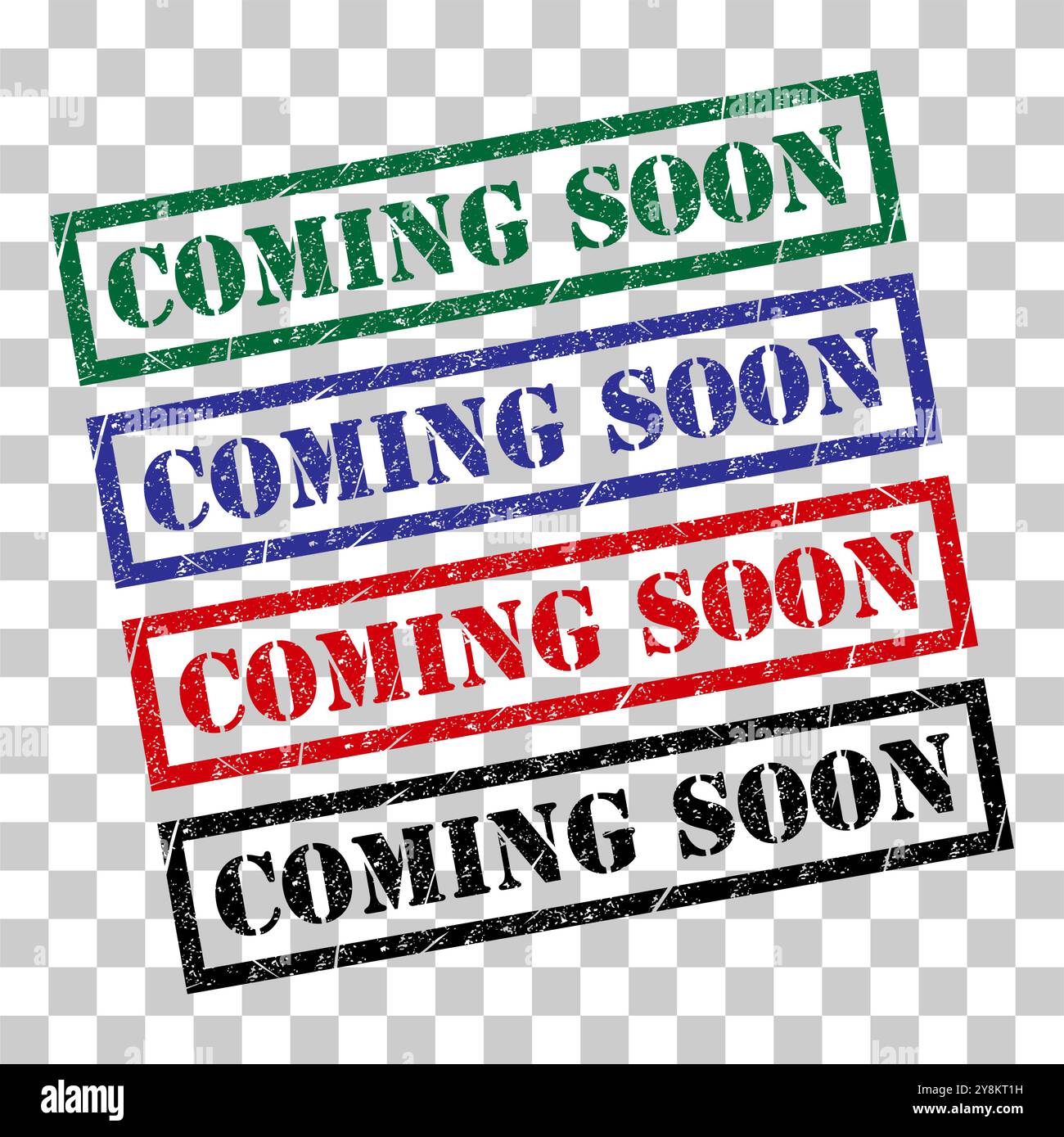 Set of coming soon stamp symbol, label sticker sign button, text banner ...