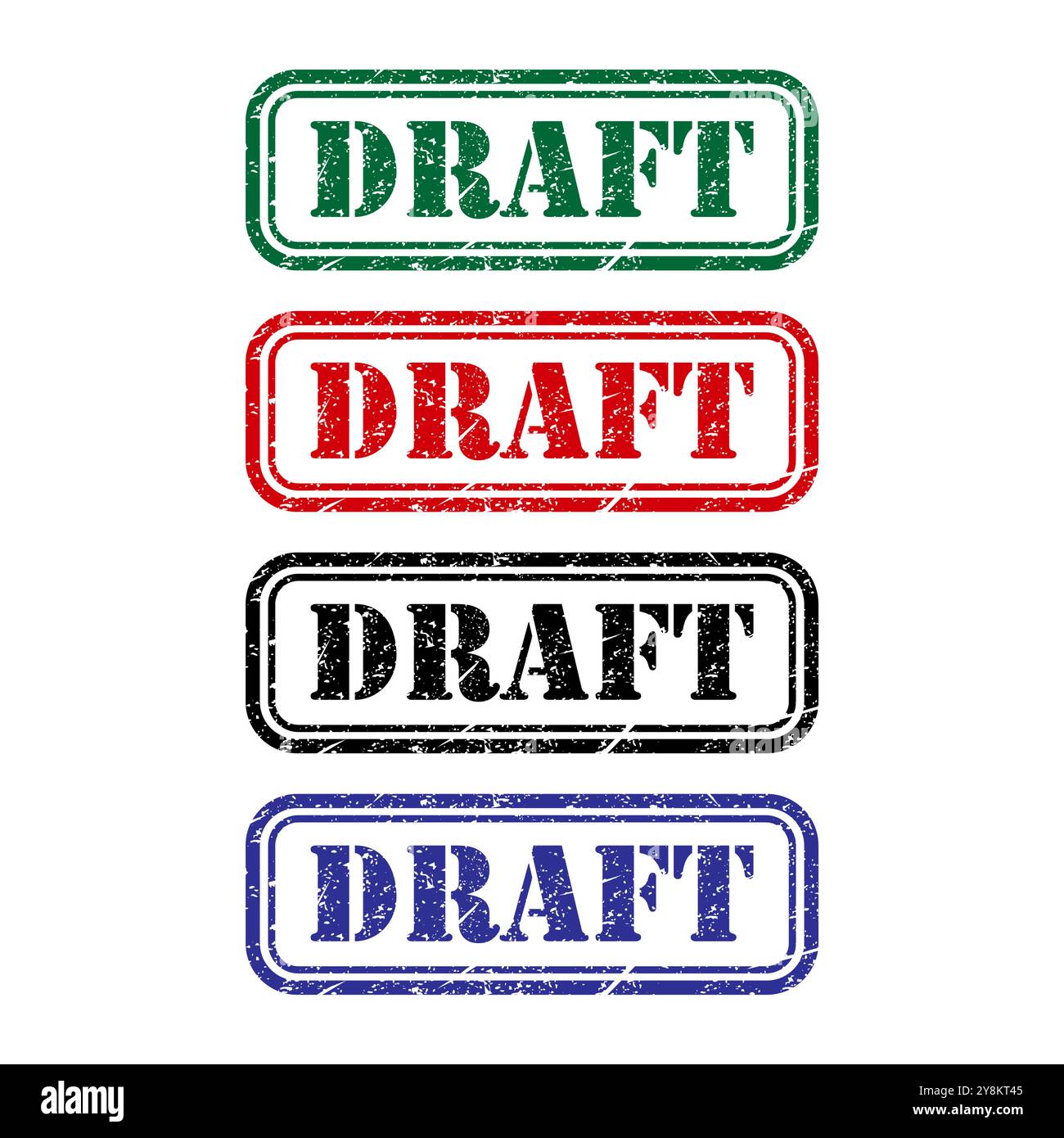 Set of Draft stamp symbol, label sticker sign button, text banner ...