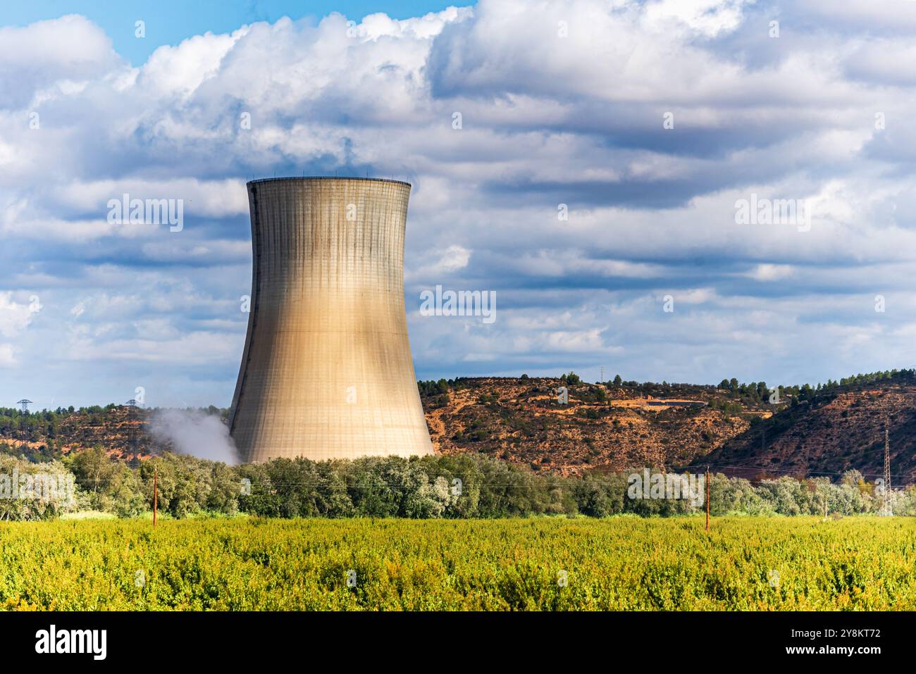 Cooling tower of the Asco nuclear power plant, Tarragona, Spain Stock ...