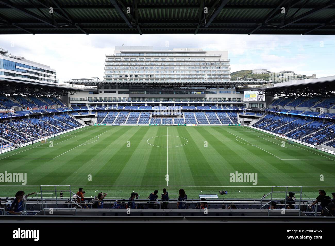 A photo shows V-Varen Nagasaki's new home ground "PEACE STADIUM ...