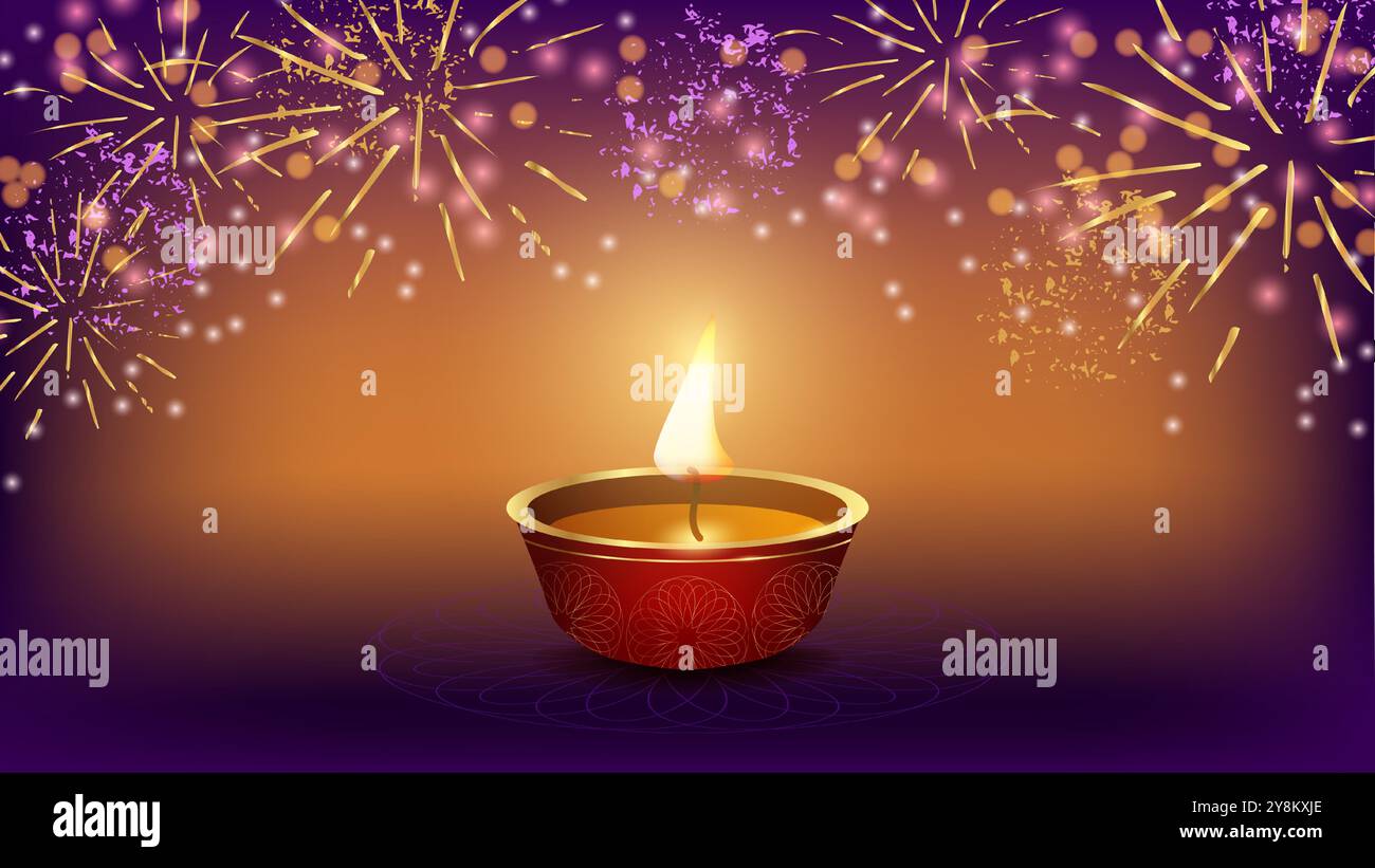 Indian festival of light Diwali. Victory goodness. Clay lamps and ...