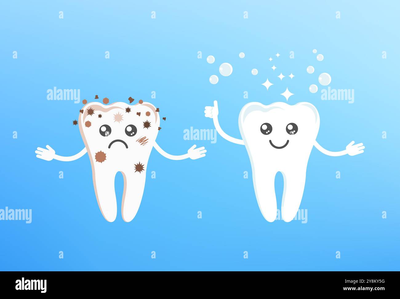 Funny cute smile and sad teeth characters. Dental health Stock Vector ...
