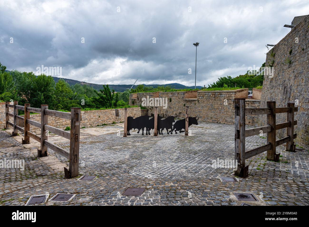 The Bull corral that is used in Pamplona's famous bull run Stock Photo ...