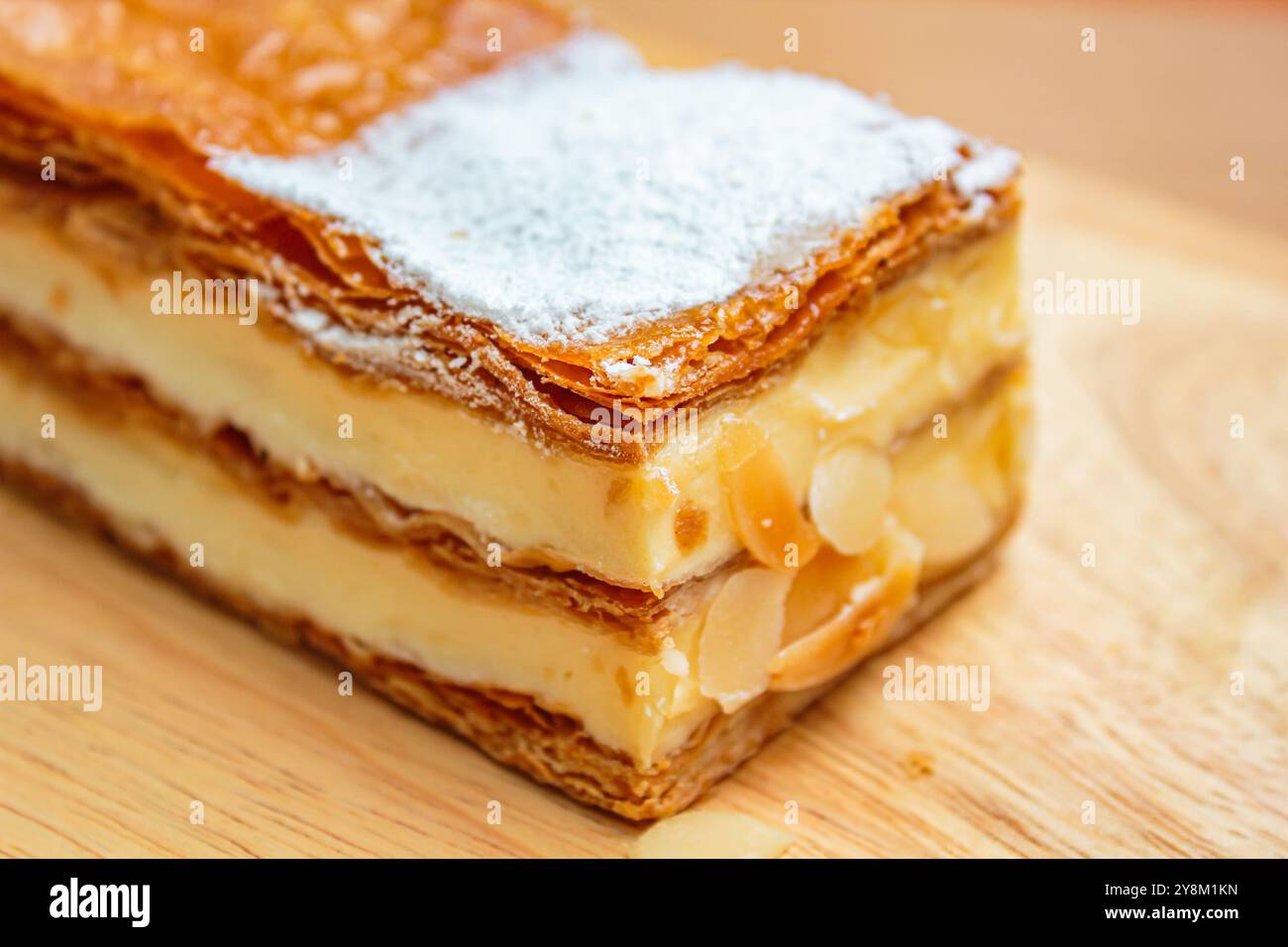 Mille feuille cake layers cream napoleon dessert sweet piece Stock ...