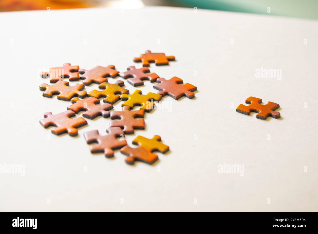 Colorful puzzles on the white background Stock Photo - Alamy