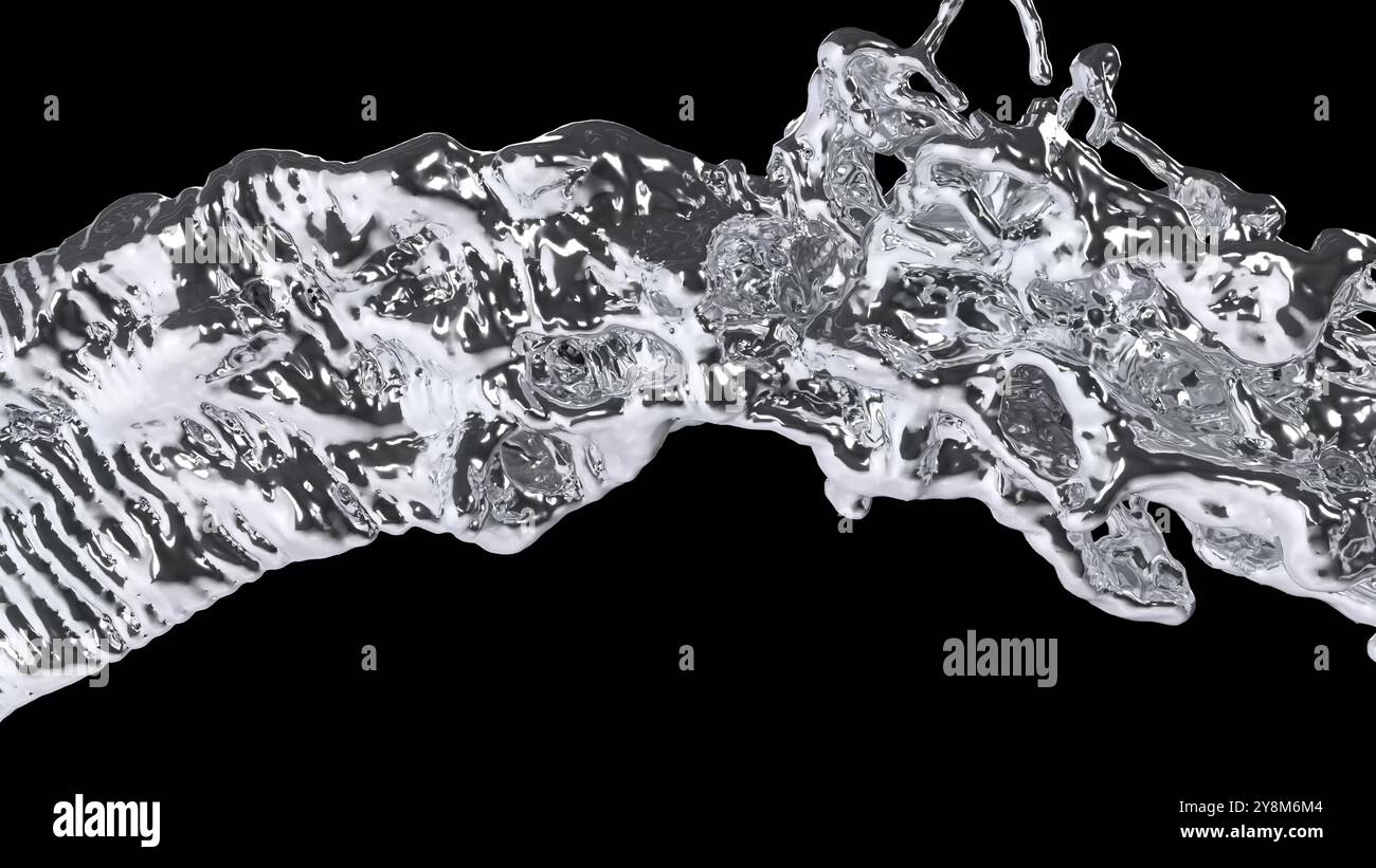 Silver flow on black bg 3d render Stock Photo - Alamy