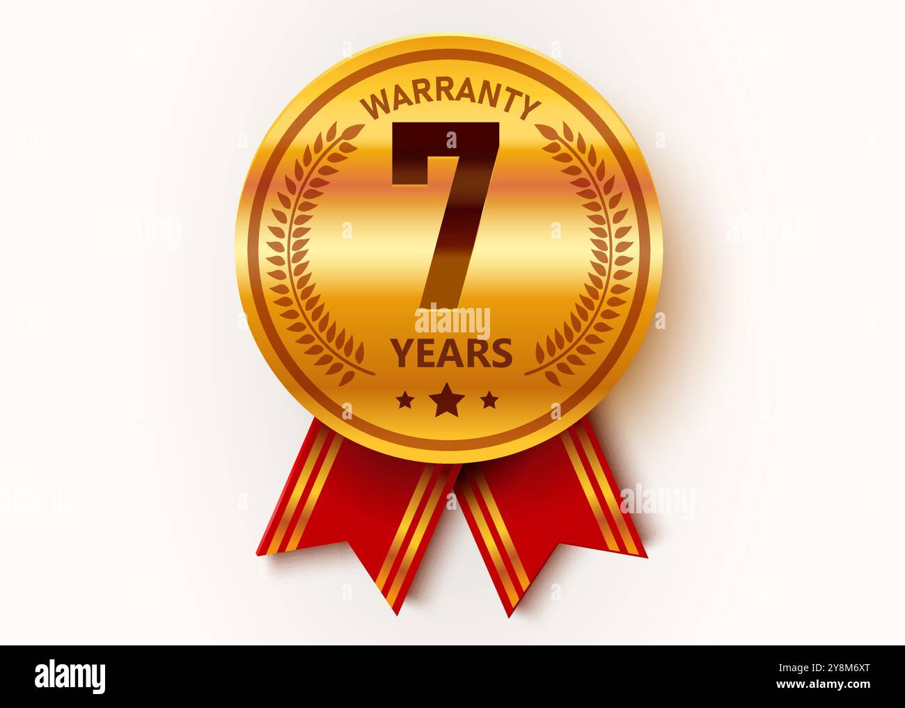 7 Years Warranty. Warranty Sign. Golden medal with ribbons. Vector ...